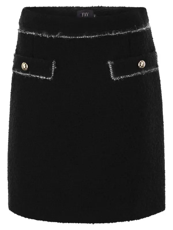 FAY Wool Short Skirt - Black