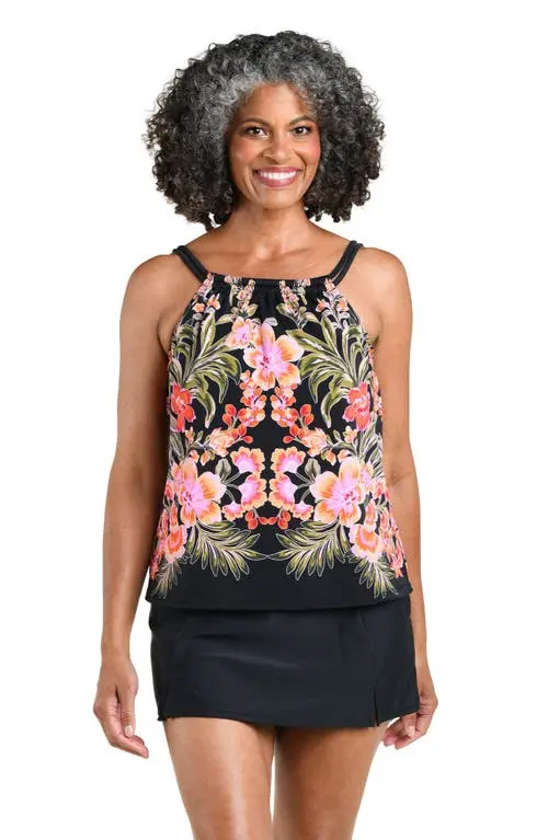 MAXINE OF HOLLYWOOD Rainforest Reflection Underwire High Neck Tankini Top