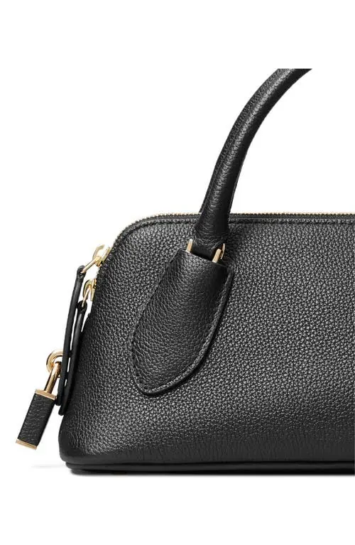 Tory Burch Lock Leather Top Handle Bag - Black