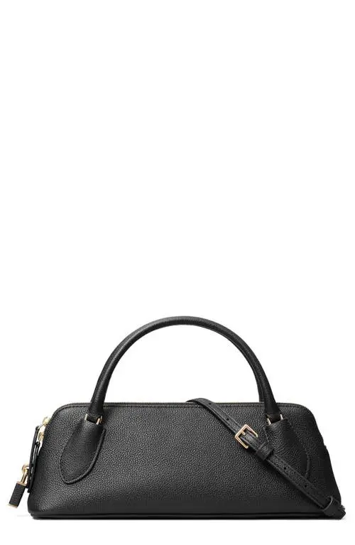 Tory Burch Lock Leather Top Handle Bag - Black