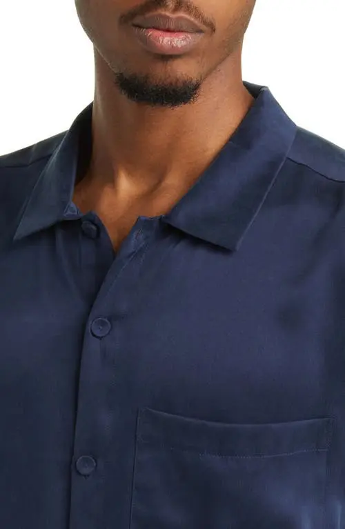 Lunya Washable Silk Button-up Short Pajamas - Deep Blue