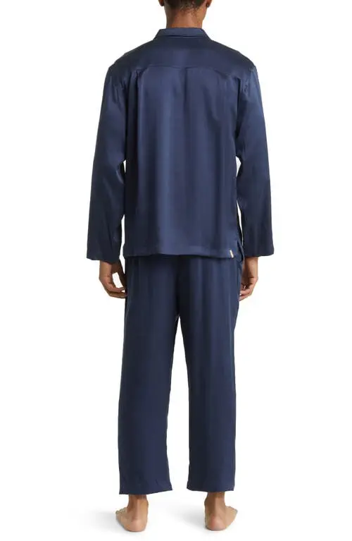 Lunya Long Sleeve Washable Silk Pajamas - Deep Blue