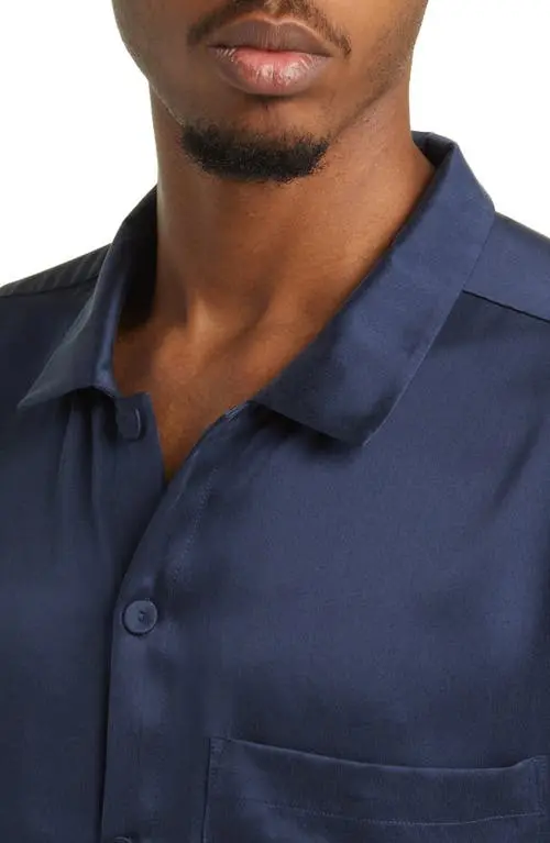 Lunya Long Sleeve Washable Silk Pajamas - Deep Blue