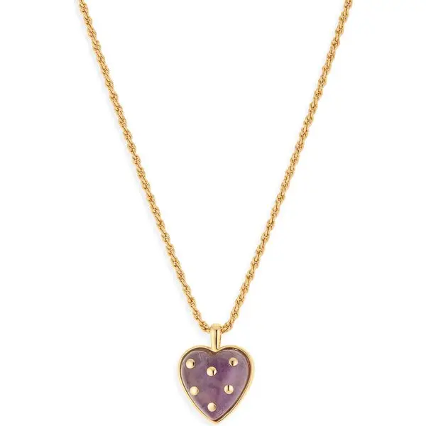 Madewell Polka Dot Heart Pendant Necklace - Amethyst