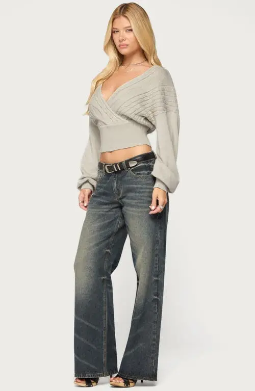 EDIKTED Aloa Cable Knit Wrap Sweater