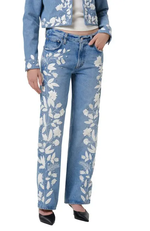 Citizens Of Humanity Lindz Floral Embroidered Straight Leg Jeans - Cupid
