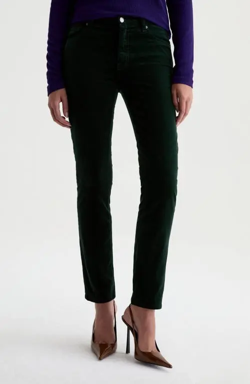 Ag Mari Mid Rise Slim Straight Leg Velvet Jeans - Pine