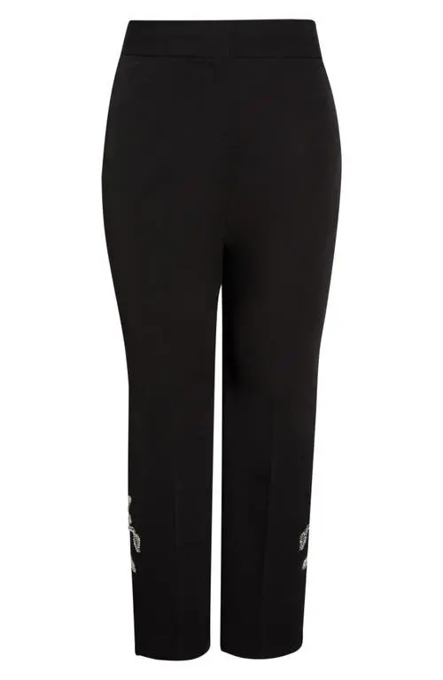 TAHARI ASL Crystal Embellished Straight Leg Pants