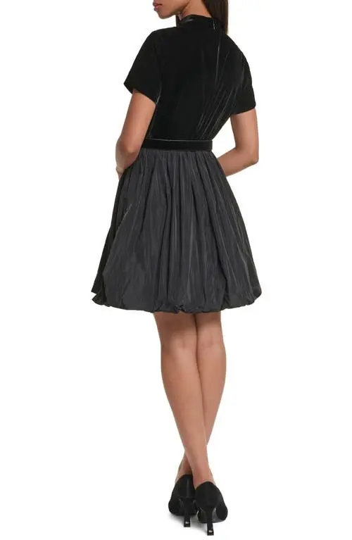 Karl Lagerfeld Paris Mixed Media Bubble Hem Dress