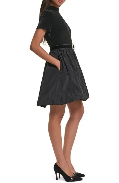 Karl Lagerfeld Paris Mixed Media Bubble Hem Dress