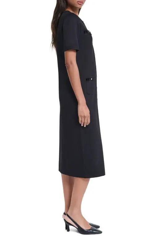 Karl Lagerfeld Paris Button Front Midi Knit Dress