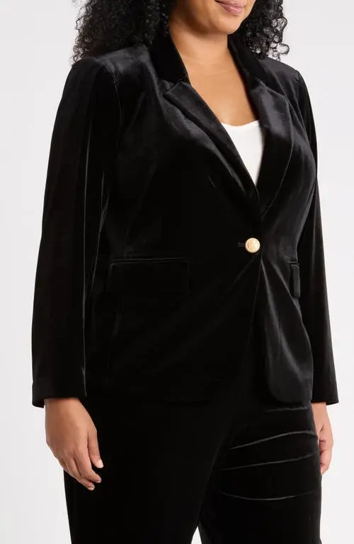 TAHARI ASL Velvet One-button Blazer