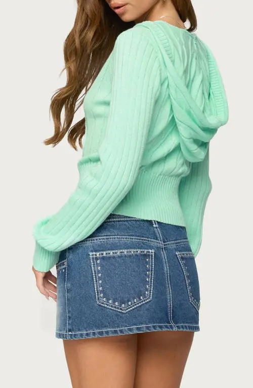 EDIKTED Lali Cable Knit Hooded Sweater