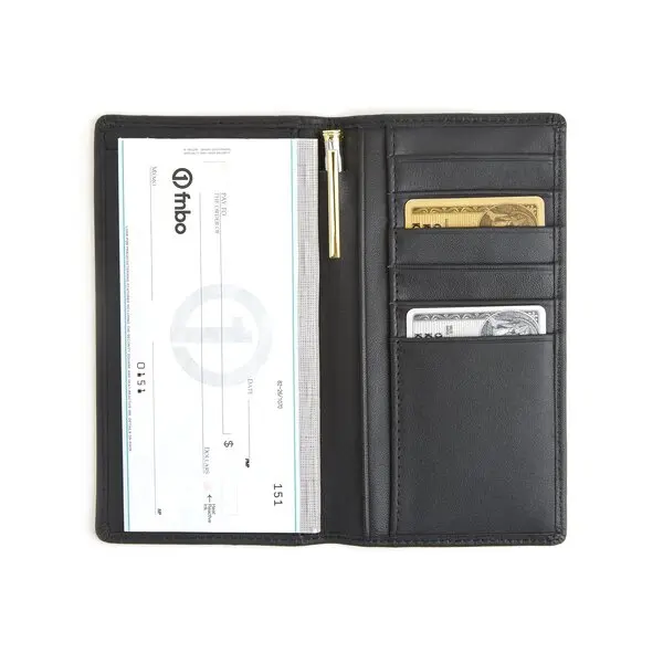 ROYCE NEW YORK Rfid Blocking Checkbook Wallet - Black