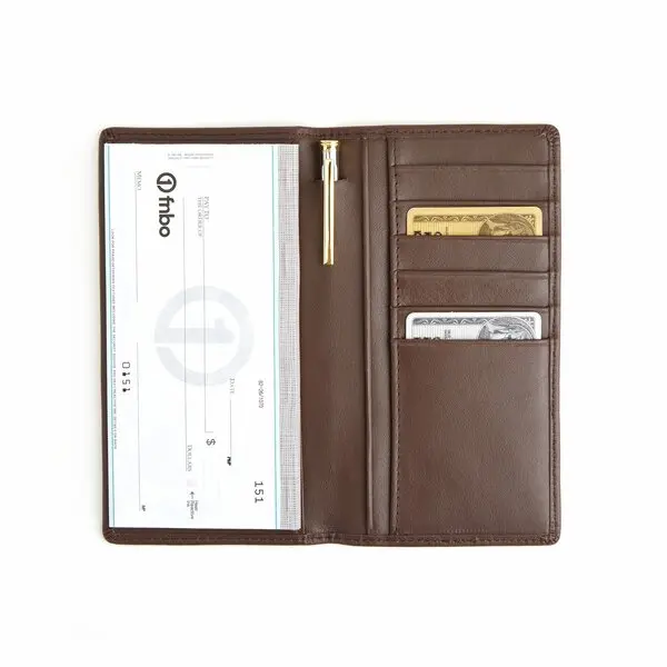 ROYCE NEW YORK Rfid Blocking Checkbook Wallet - Coco