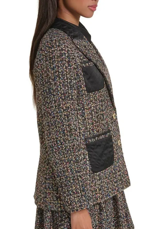 Karl Lagerfeld Paris Quilted Accent Tweed Jacket