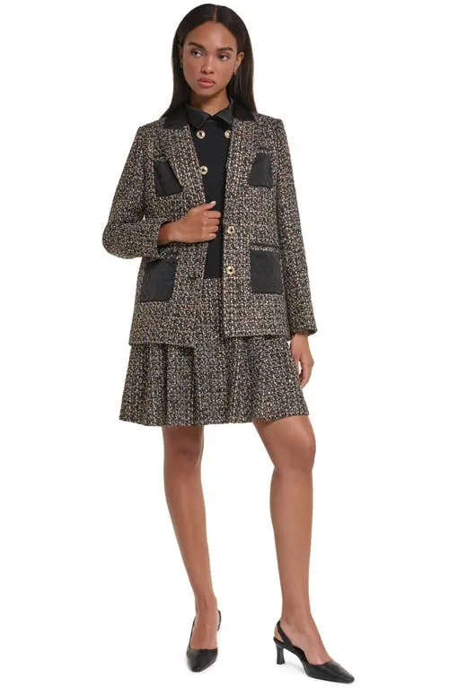 Karl Lagerfeld Paris Quilted Accent Tweed Jacket