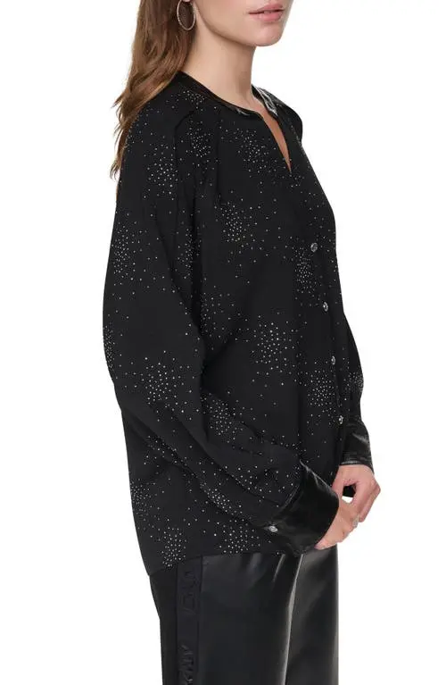 Dkny Firework Embellished Shirt With Faux Leather Cuffs