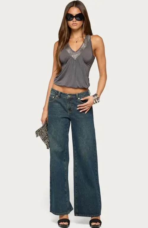 EDIKTED Brise Studded Draped Top