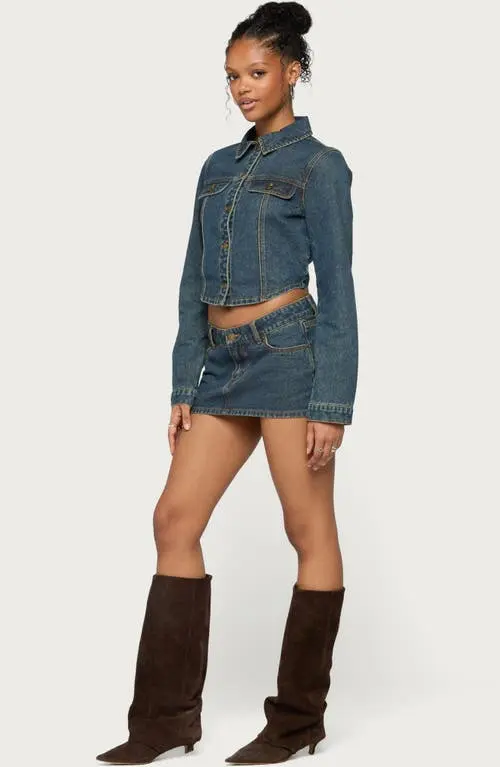 EDIKTED Dayla Low Rise Denim Micro Skort