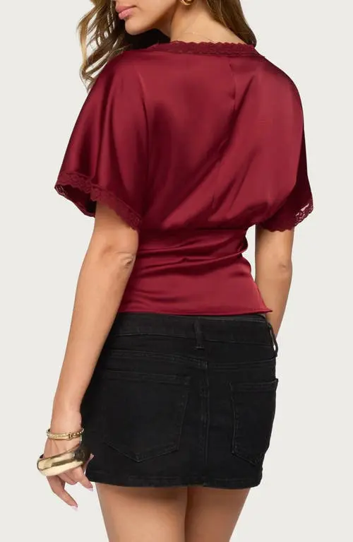 EDIKTED Ihara Lacey Cinched Waist Top - Red