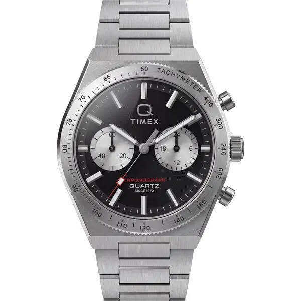 Timex® Q Chronograph Bracelet Watch - Silver/black