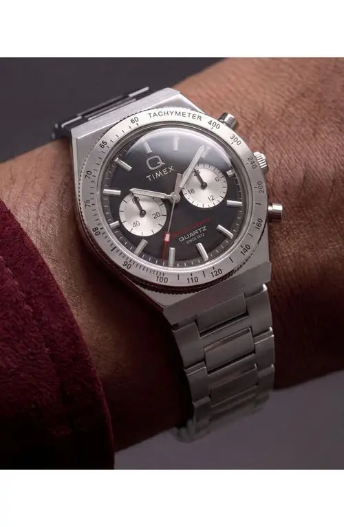 Timex® Q Chronograph Bracelet Watch - Silver/black