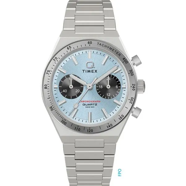 Timex® Q Chronograph Bracelet Watch - Silver/blue