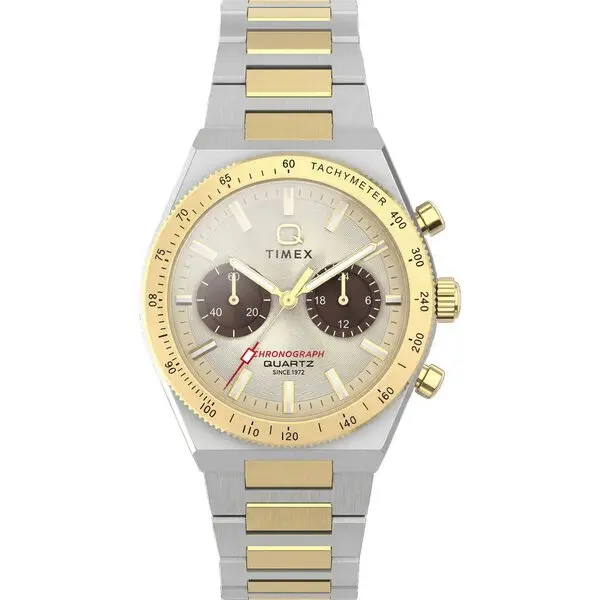 Timex® Q Chronograph Bracelet Watch - Silver/gold