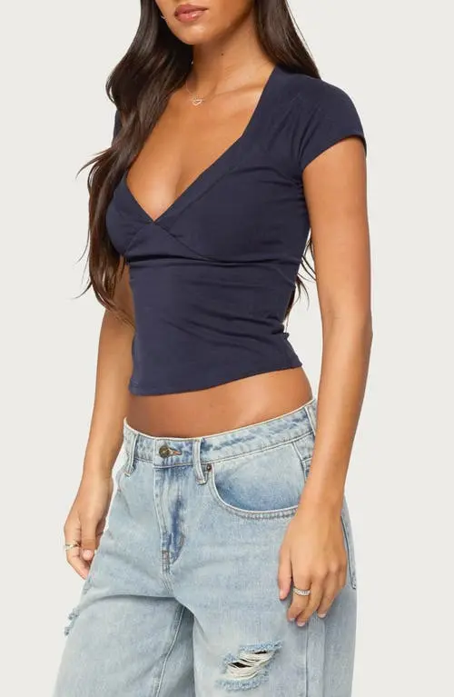 EDIKTED Docie Plunge V-neck Cropped Top