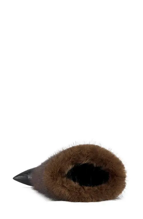 AZALEA WANG Zenthra Faux Fur Tall Boot - Chocolate