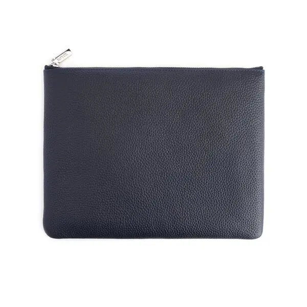 ROYCE NEW YORK Large Travel Zippered Pouch - Blue