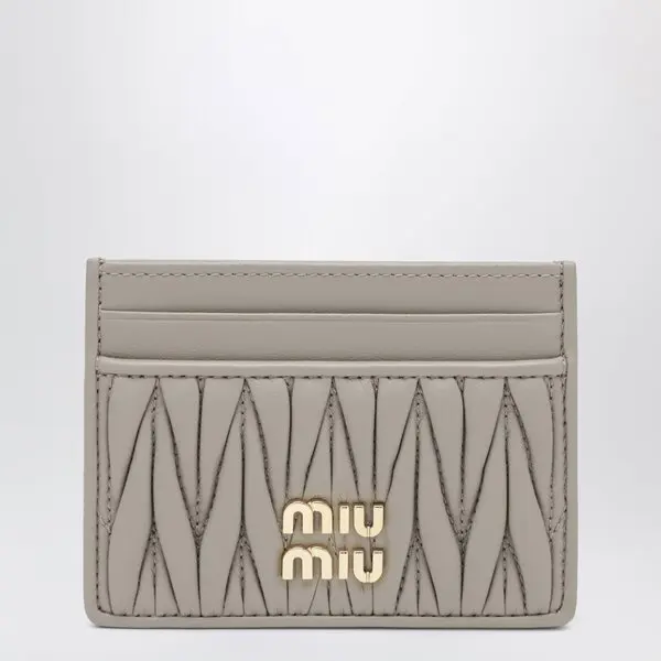 Miu Miu Pomice Card Holder In Matelasse Nappa Leather - Cream