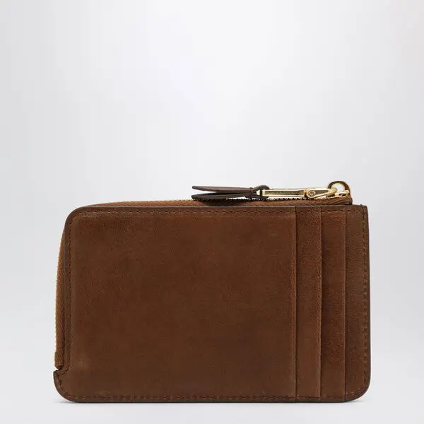 Miu Miu Rovere Zip Card Holder In Leather - Brown