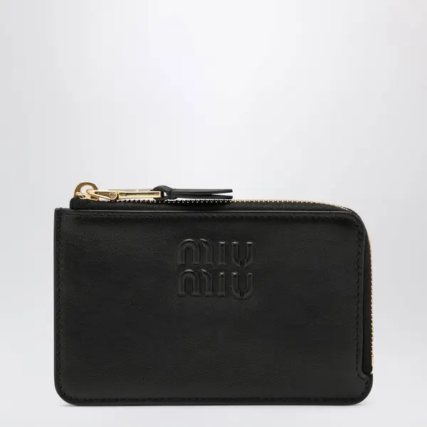 Miu Miu Zip Card Holder In Leather - Black