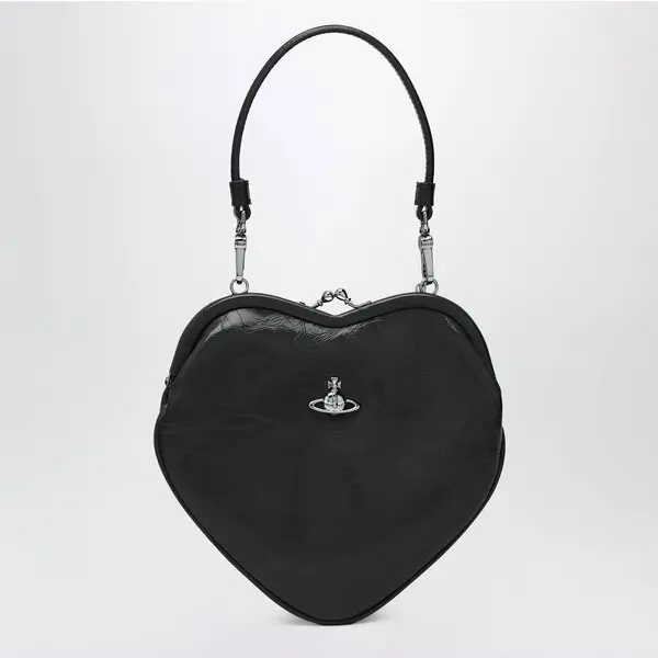VIVIENNE WESTWOOD Belle Heart Crossbody Bag In Leather - Black