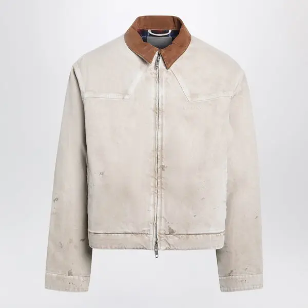 Balenciaga Beige Vintage-effect Cotton Zip-up Jacket - Cream