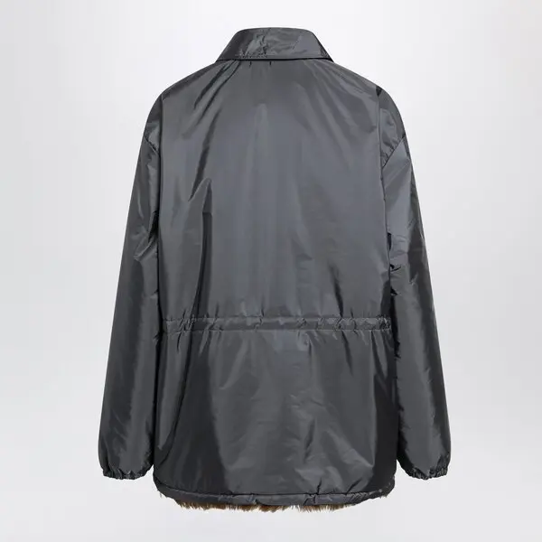 Miu Miu Ematite Blouson In Technical Fabric And Shearling - Gray