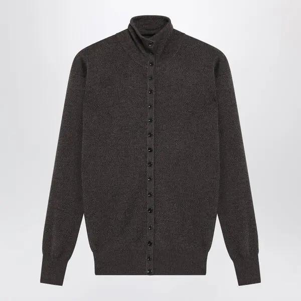 LEMAIRE Wool Ecorce-colored Button-up Top