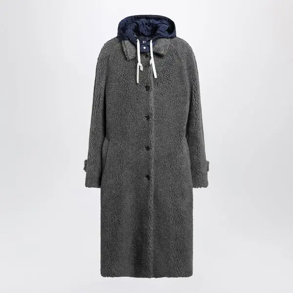 Miu Miu Slate Shearling-effect Coat - Gray