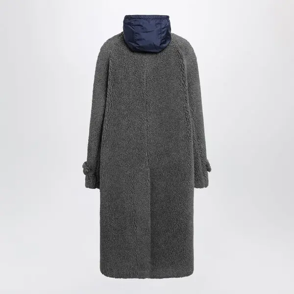 Miu Miu Slate Shearling-effect Coat - Gray
