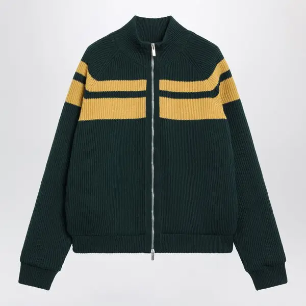 Miu Miu Bottle /yellow Zip-up Cardigan In Wool - Green