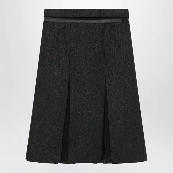 Prada Slate Grey Skirt In Double Wool