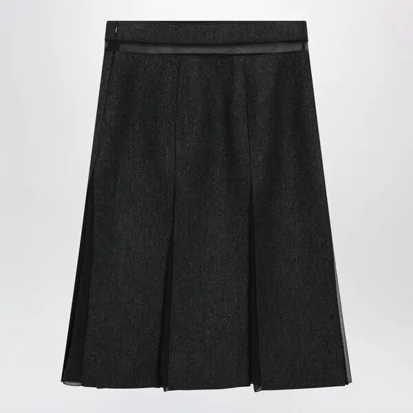 Prada Slate Grey Skirt In Double Wool
