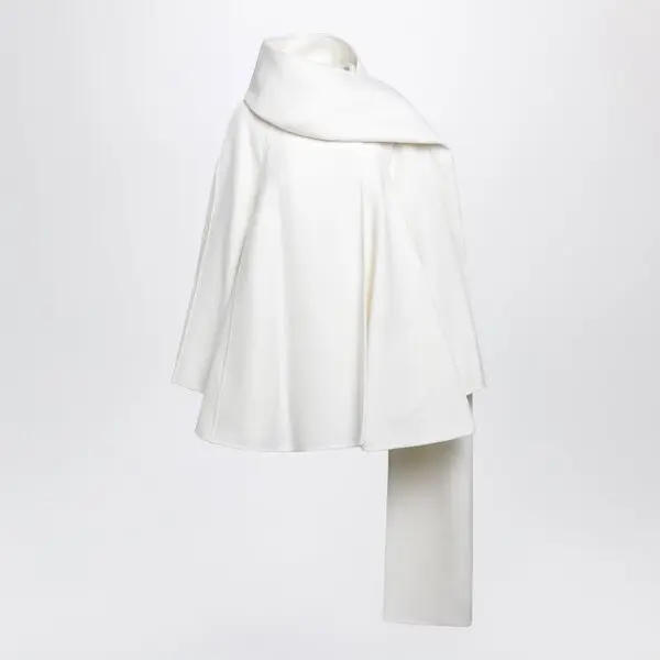 Alaïa Cream Wool Coat With Scarf - White