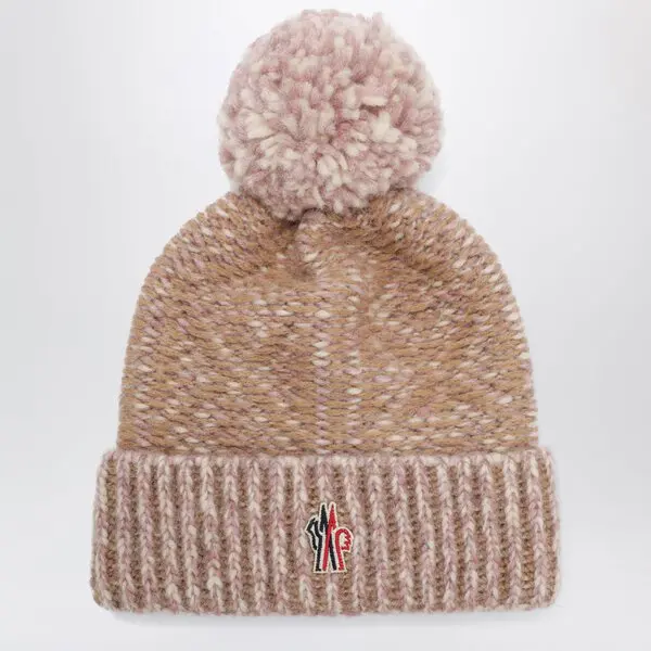 Moncler Argyle-pattern Beanie In Wool And Alpaca Blend - Pink