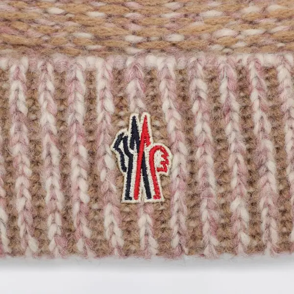 Moncler Argyle-pattern Beanie In Wool And Alpaca Blend - Pink