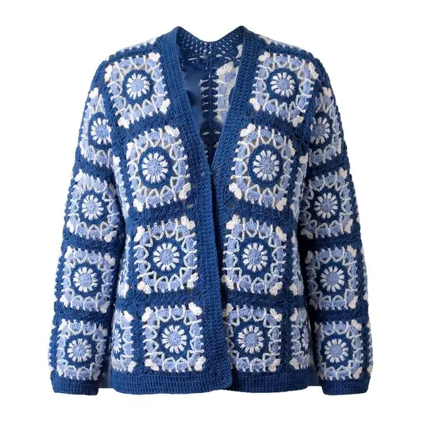 ANA CHIC Mosaic Handmade Crochet Cardigan