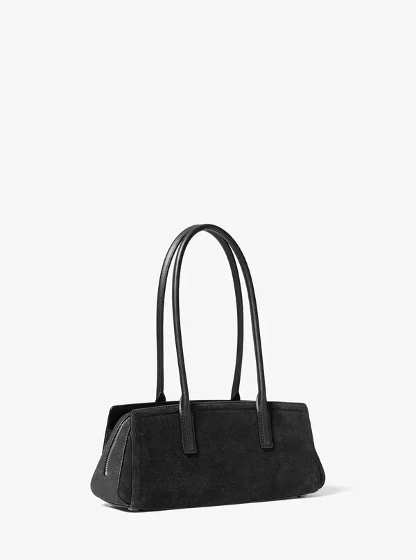 Michael Kors Laila Small Suede Shoulder Bag In By - Black