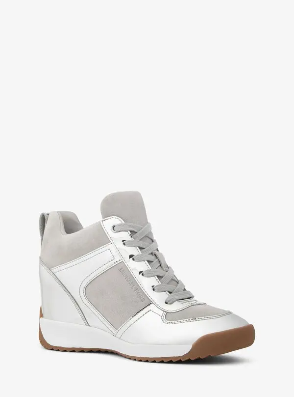 Michael Kors Nikko S2 Metallic Wedge Trainer In Size By